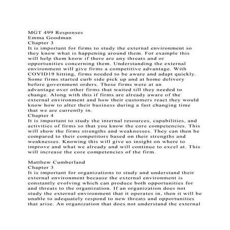 MGT 499 ResponsesEmma GoodmanChapter 3 It is important for f.docx