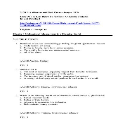 Mgt 510 midterm and final exam – strayer new | PDF