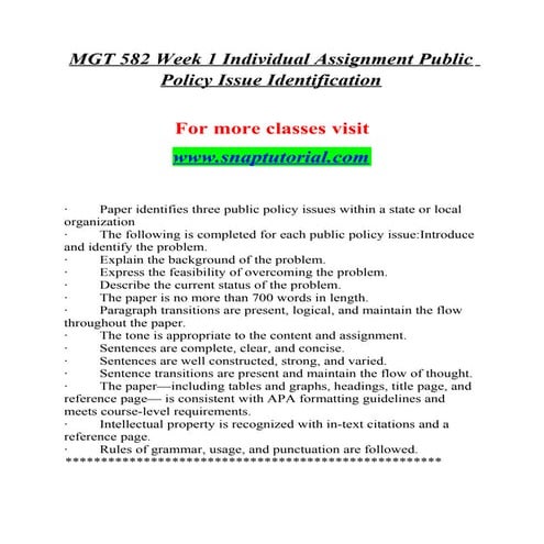 MGT 582 Massive Success / snaptutorial.com