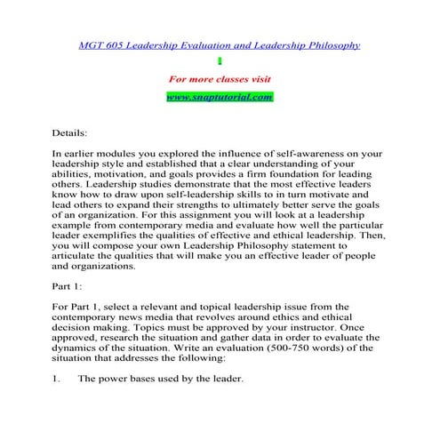 MGT 605 Massive Success / snaptutorial.com | Educational Assessment | Education