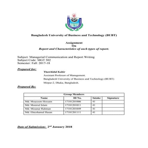Report and Characteristics of each types of report. | PDF | Educational ...