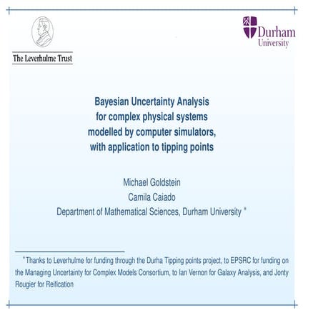 Bayesian Uncertainty Analysis with Application to Tipping Points | PDF | Physics | Science