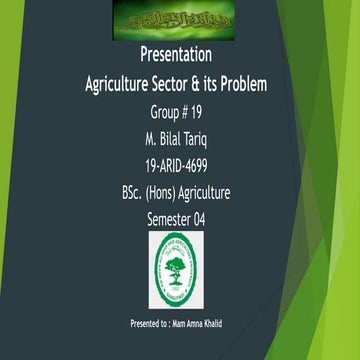 Agriculture Sector & its Problem by Bilal Tariq Meo | PPTX