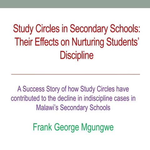 Study Circles in Nurturing Students’ Discipline: a Success Story in ...