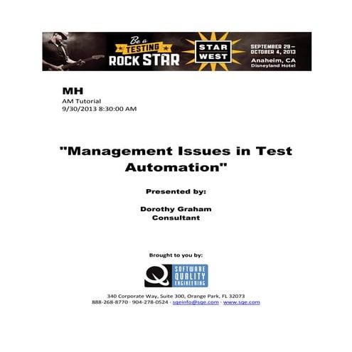 Management Issues in Test Automation | PDF