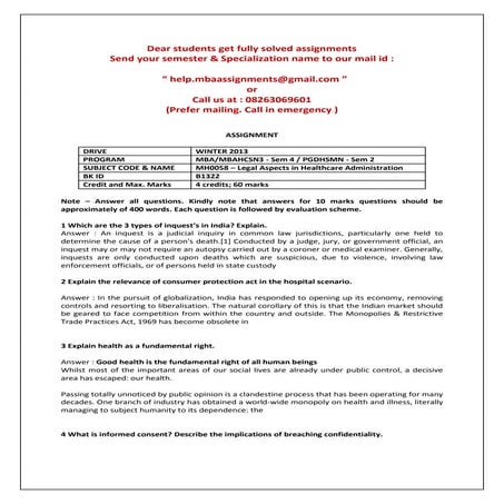 Mh0058 – legal aspects in healthcare administration | DOCX