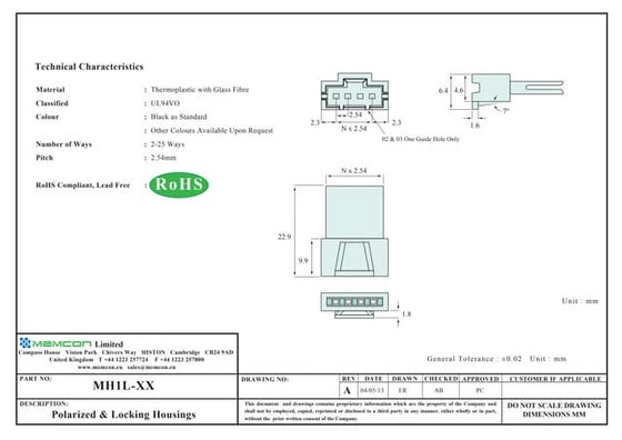 Memcon Mh937 housing-series-specification - 1.27mm 2 row latching | PPT