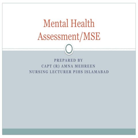 Mental health assessment MSE (BSN 3rd year) | PPT