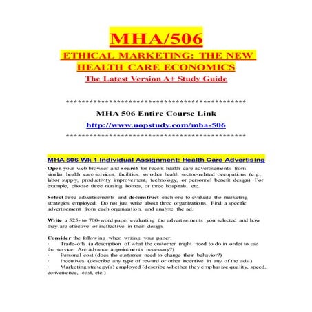 Mha 506 mha506 mha 506 best tutorials guide uopstudy.com