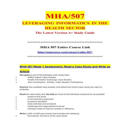 Mha 507 mha507 mha 507 education for service uopstudy.com