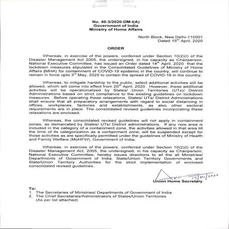 Guidelines on measures to be taken by Government of India for ...