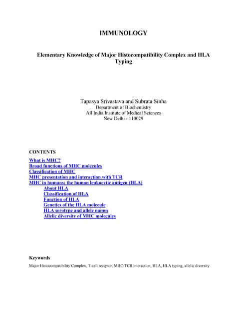 Mhc Major Histocompatibility Complex Ppt