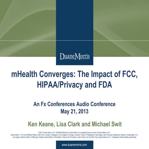 mHealth Converges: The Impact of FCC, HIPAA/Privacy and FDA | PDF