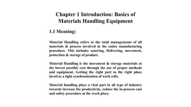 material handling and its classifications with principles. | PPTX