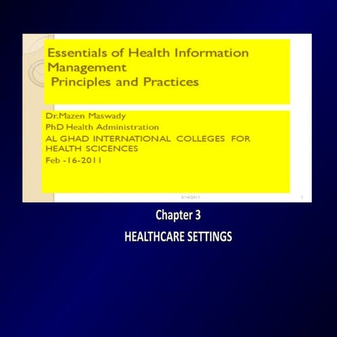 Mhis chapter3 HEALTHCARE SETTINGS | PPT