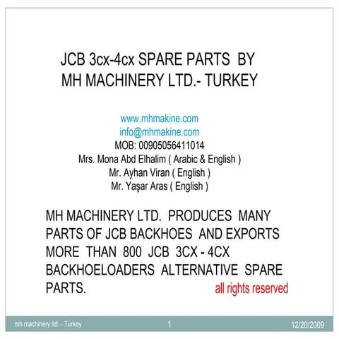 Mh Machinery Ltd. Jcb Parts List | PPT
