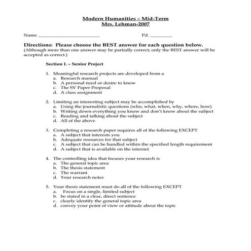 Mh mid term 2007 | DOC