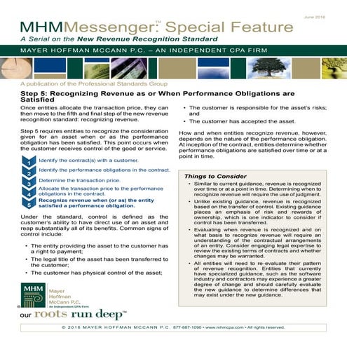 Revenue Recognition Serial Part 6: Step 5 - Recognizing Revenue as or ...