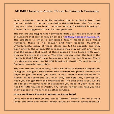 MHMR housing in Austin, TX can be extremely frustrating | PDF