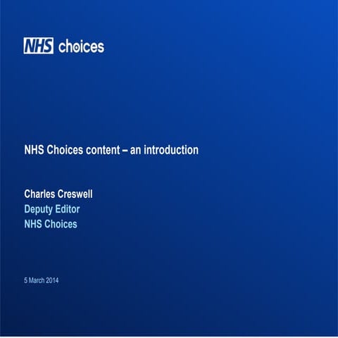 NHS Choices presentation to MHRA workshop | PPT