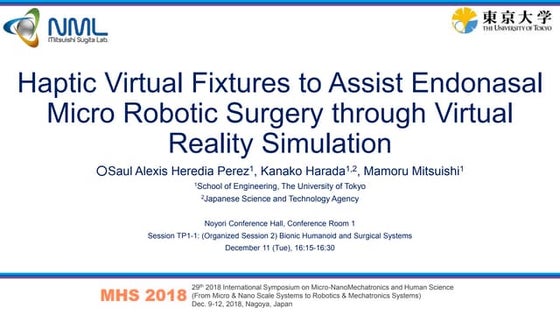 Haptic assistance for robotic surgical simulation | PPT