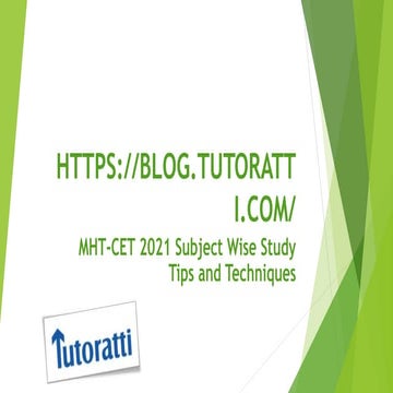 Mht cet 2021 - subject-wise study tips and techniques | PPTX