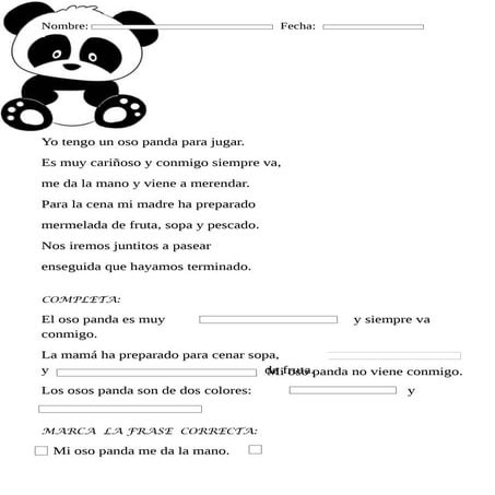 Mi oso-panda1 ficha de lectura 1 | RTF