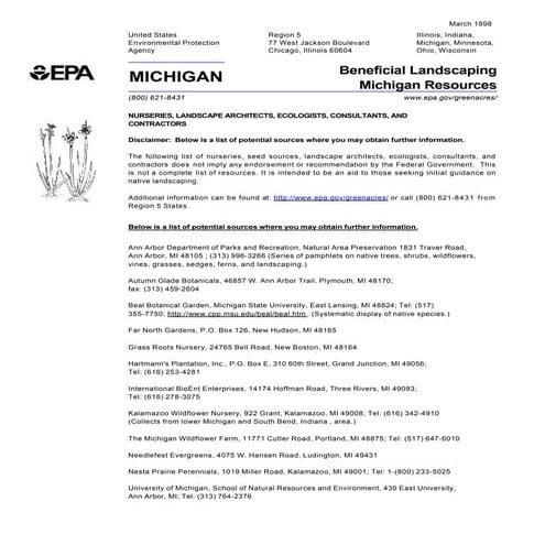 Michigan Greenacres: Natural Landscaping Resource List | PDF ...