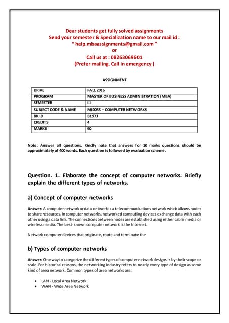 Mi0035 computer networks | DOCX | Computer Networking | Computing
