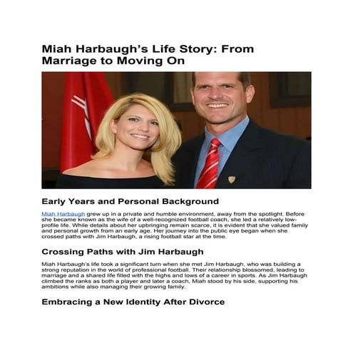 Miah Harbaugh’s Life Story: From Marriage to Moving On | PDF