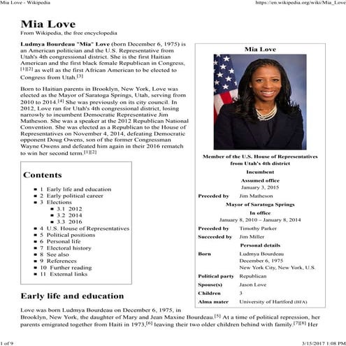Mia Love wikipedia (highlighted) | PDF