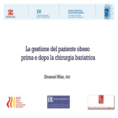 La gestione del paziente obeso prima e dopo la chirurgia bariatrica | PPT