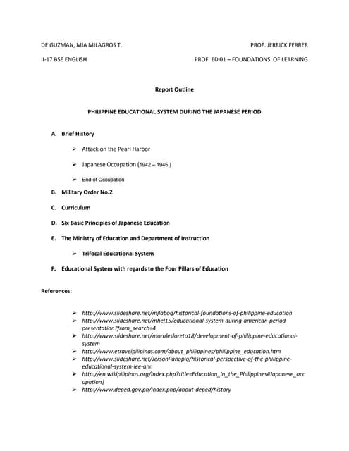 phiippine educational system-japanese handouts 1 | PDF