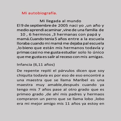 Mi Autobiografía Ejemplo