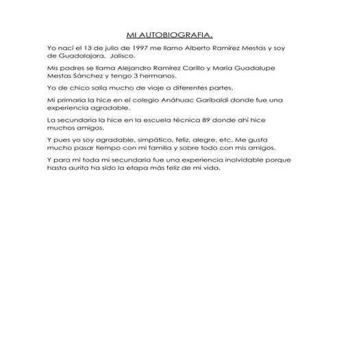 Mi autobiografia | DOCX