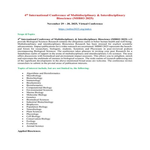 Call for Papers- 4 th International Conference of Multidisciplinary & Interdisciplinary ...