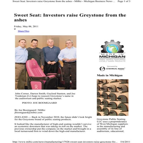 MI BIZ Article on Greystone | PDF | Manufacturing Industry | Industries