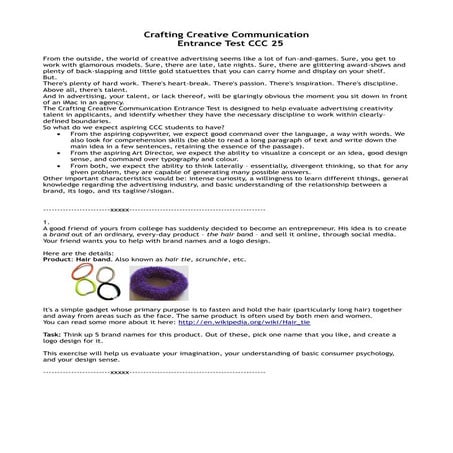 Crafting Creative Communications- Mica 25 question paper | PDF