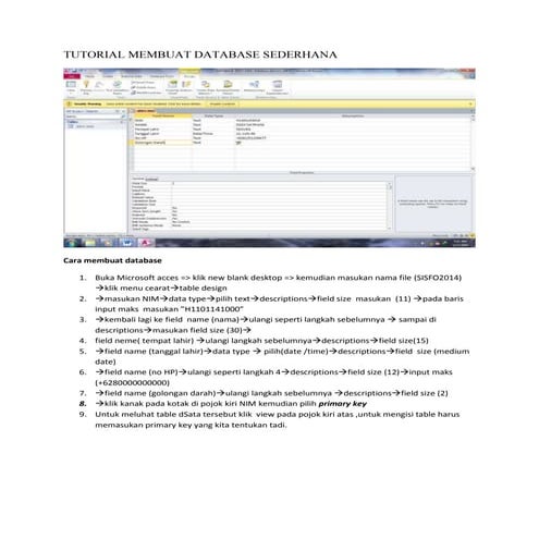 tutorial database sederhana | DOCX