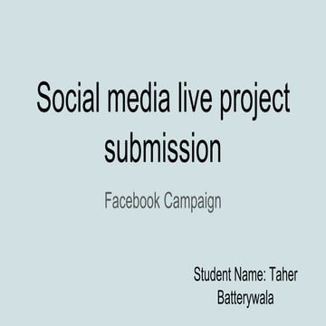 Social Media Marketing Facebook Live Project | PPTX
