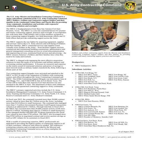 MICC Fact Sheet | PDF