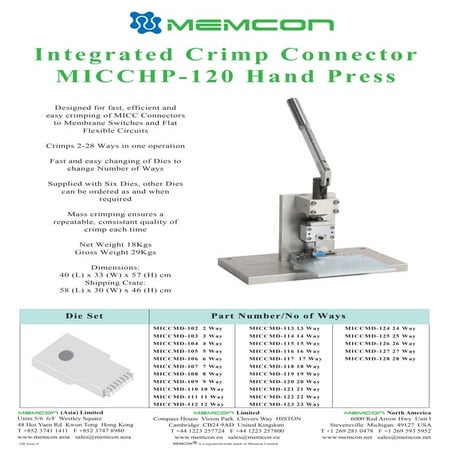 Memcon Micchp 120-hand-press | PDF