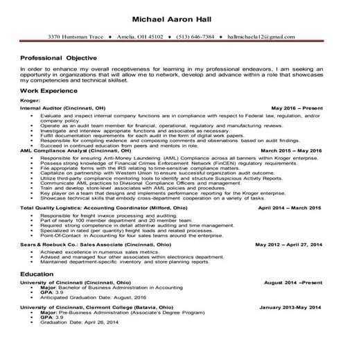 Michael Hall Resume | DOCX
