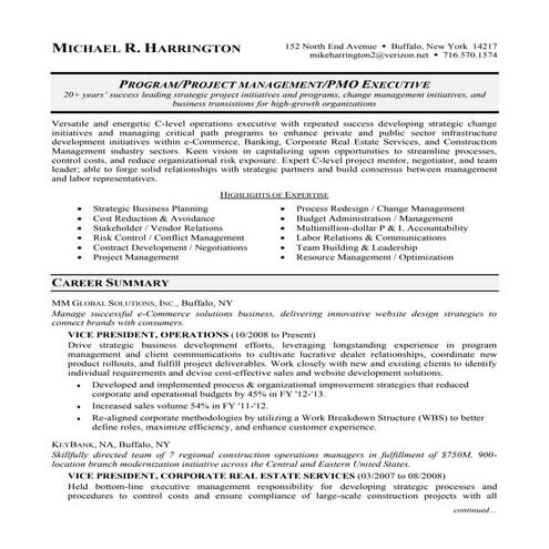 Michael Harrington - Program Project Management Resume | PDF