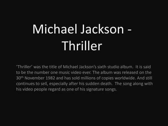 Michael Jackson 'Thriller' | PPTX