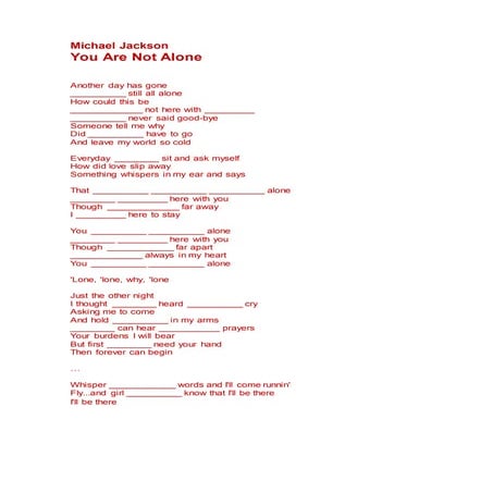 Complete a letra - Michael jackson you are not alone | DOCX