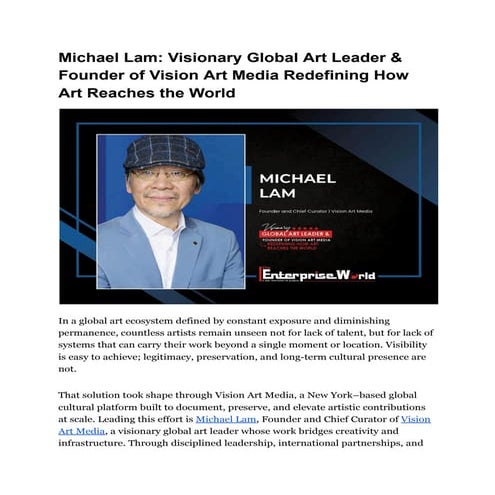 Michael Lam_ Visionary Global Art Leader & Founder of Vision Art Media ...