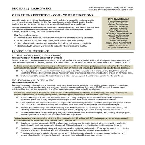 Michael laskowski Professional Resume | PDF | Construction Industry ...