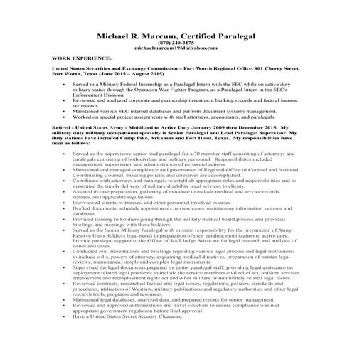 Michael Marcum Resume | DOC