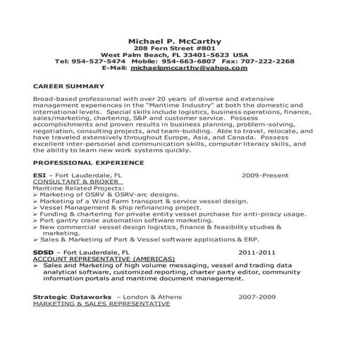 Michael P. McCarthy resume | DOCX